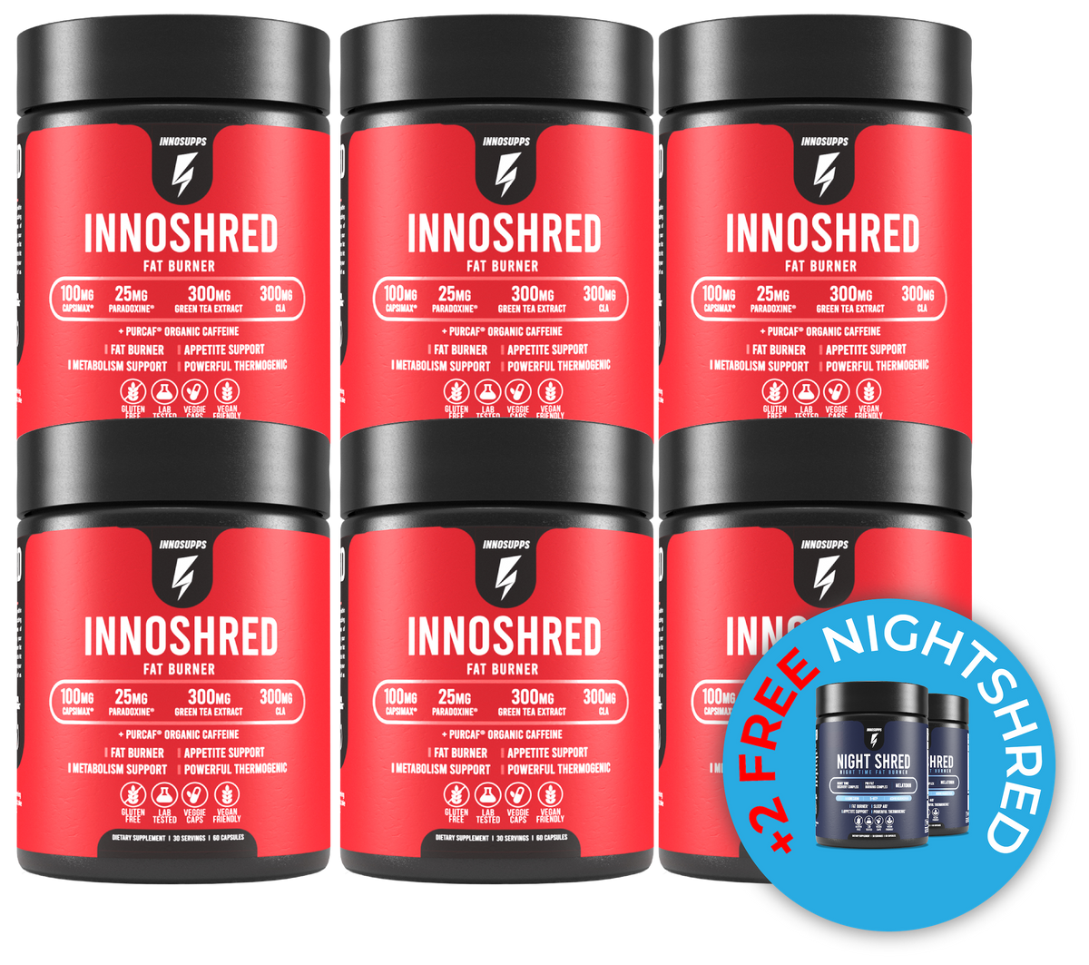 6 Bottles of Inno Shred + 2 FREE Night Shred